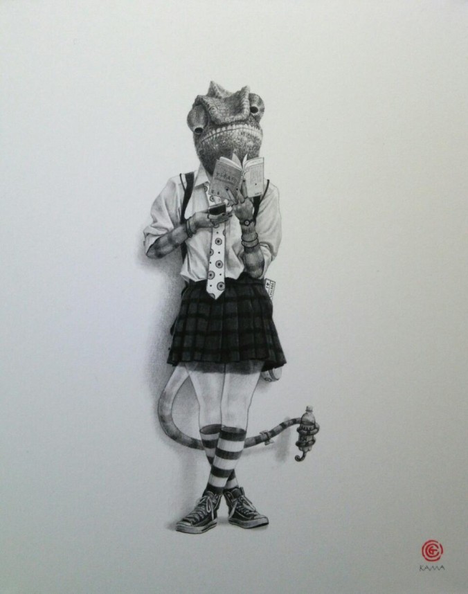 Anthropomorphic Pencil Portraits of Schoolgirl Animals by Takumi Kama ...