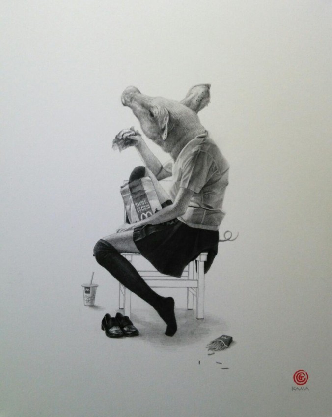 Anthropomorphic Pencil Portraits of Schoolgirl Animals by Takumi Kama ...