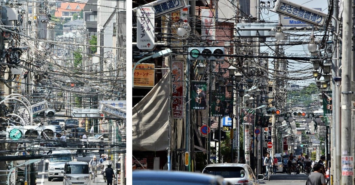 Chaotic Photographs of Electric Cables Suspended Over Japanese Streets ...