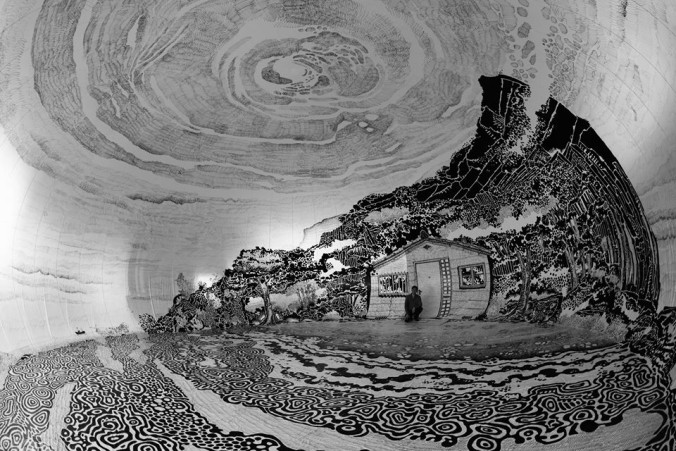 Oiwa Island: a massive drawing within an inflatable vinyl dome by Oscar ...