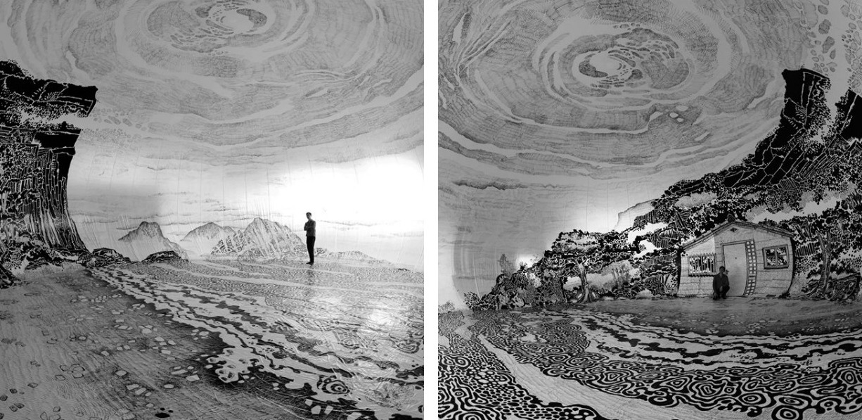 Oiwa Island: a massive drawing within an inflatable vinyl dome by Oscar ...