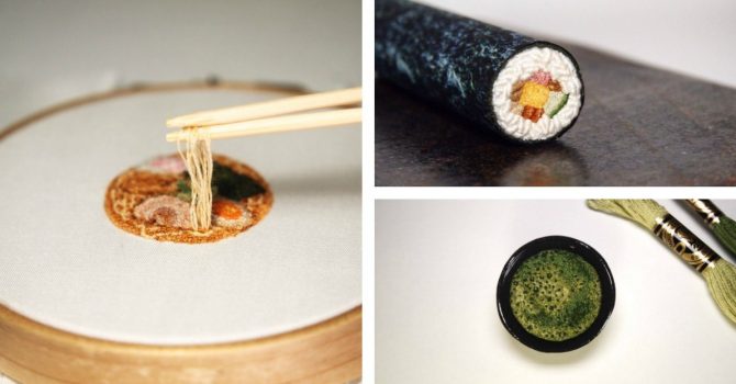 Miniture Embroidered Foods by Japanese Artist ipnot | Spoon & Tamago