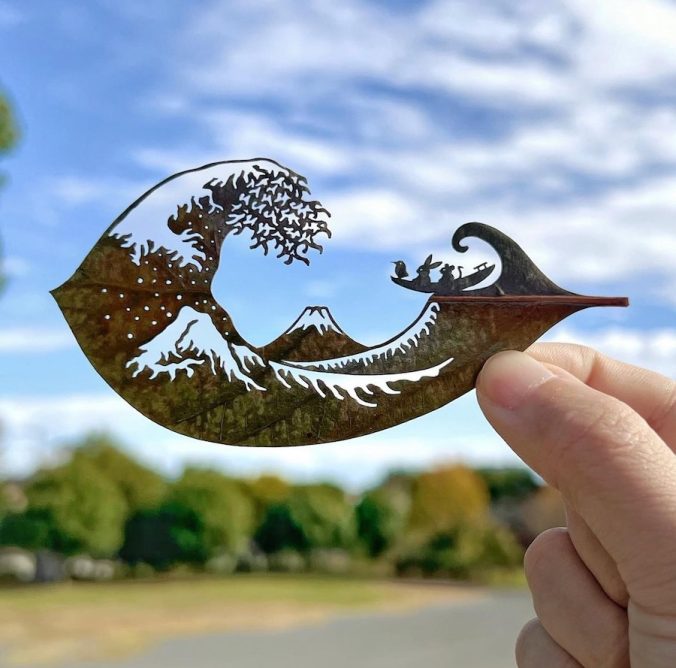 Kirie Artist Carves Playful Narratives Into Tree Leaves | Spoon & Tamago